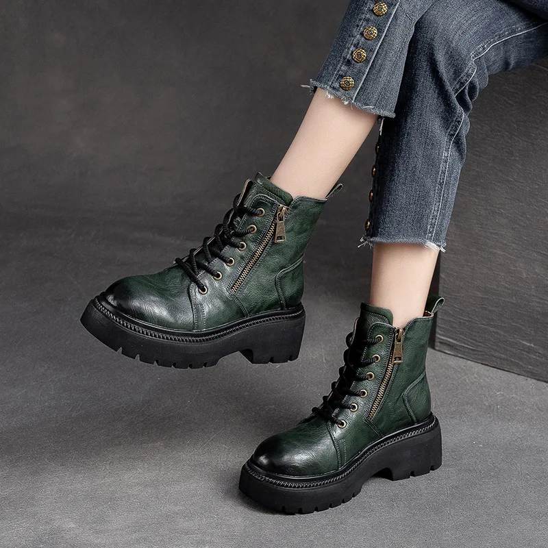 GKTINOO 2026 Cow Leather Quality Women Shoes Autumn Winter Square Med ...