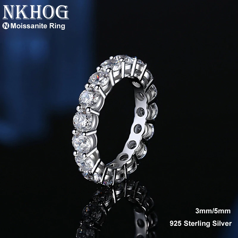 NKHOG-Real-5mm-Moissanite-Row-Rings-For-Women-S925-Sterling-Silver-Plated-Pt950-Finger-Ring ...