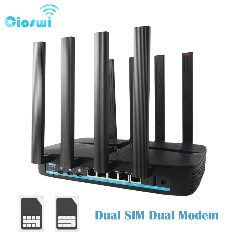 Cioswi-Dual-Sim-Card-4G-Router-1200Mbps-WIFI-Two-Modem-Openwrt-USB3-0 ...