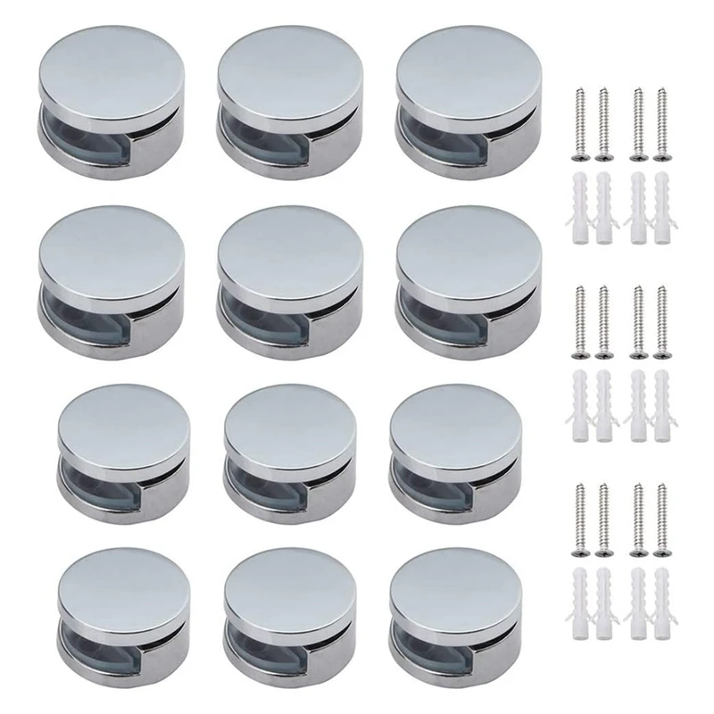 New 12 Pcs Zinc Alloy Glass Clips Mirror Clip Wall Mounted Glass Clamp ...