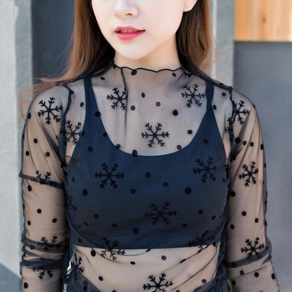 Mesh Top Women Sexy Sheer Fishnet See Through Transparent Top Sun Proof ...