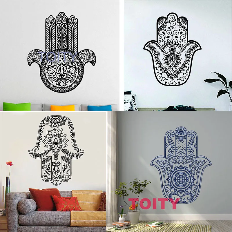 Hamsa Hand Wall Decal Vinyl Sticker Art Decor Eye Indian Buddha Yoga ...