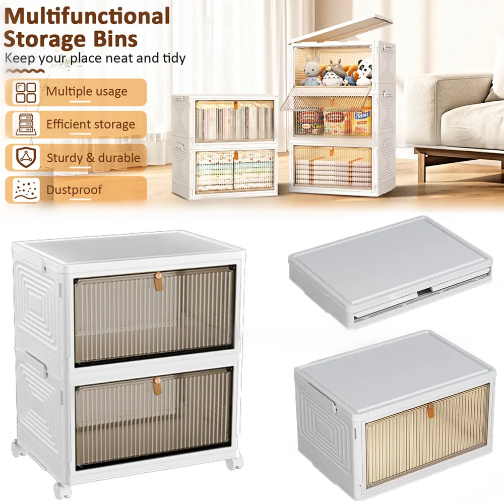 1-2Tier-Large-Capacity-Folding-Storage-Box-with-Wheel-Plastic-Folding ...