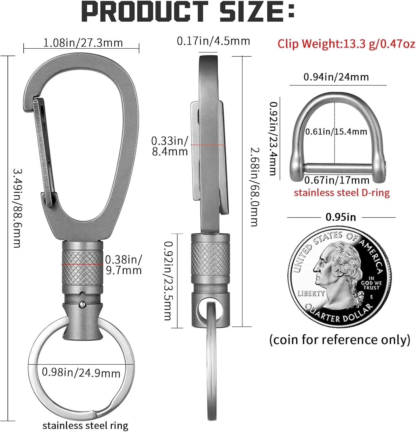 Quick-Release-Keychain-Titanium-Carabiner-Keychain-Clip-Detachable ...