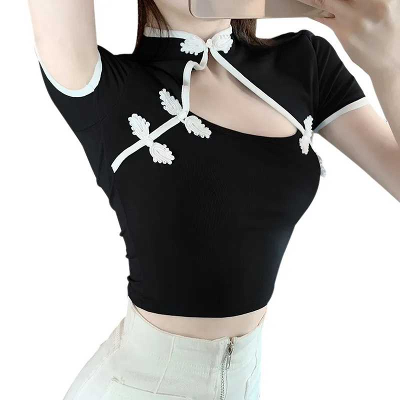 Womens-Summer-Hollow-Out-Tops-Sexy-Casual-Short-Sleeve-Low-Cut-Out ...