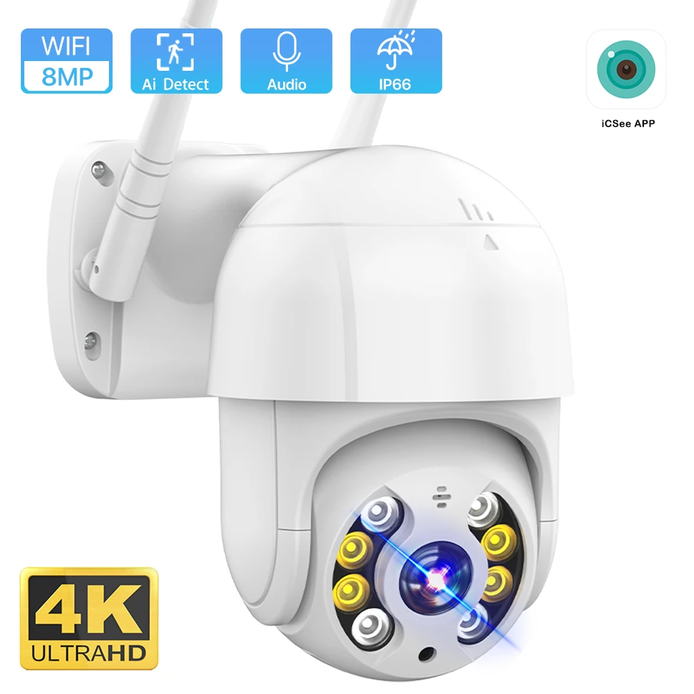 4K 8MP Wireless IP Camera Outdoor Security Wifi PTZ Camera 4MP HD Auto ...