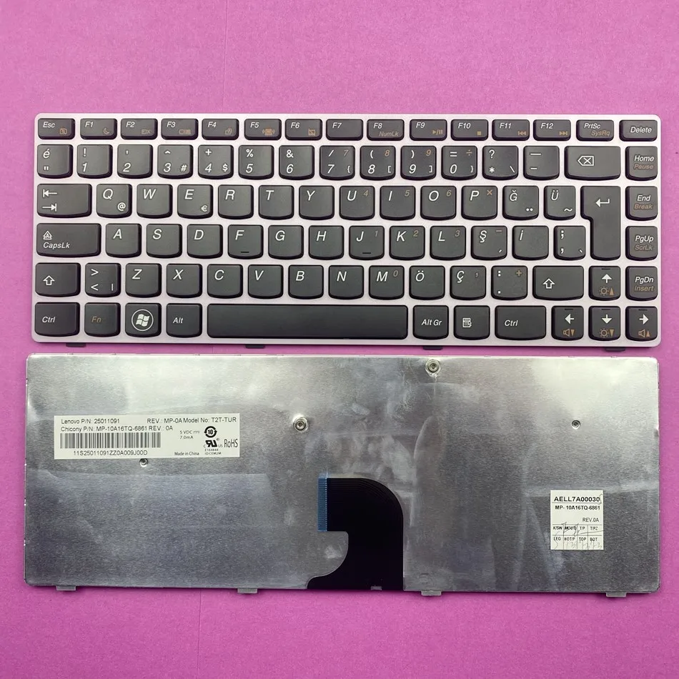 Teclado turco do portátil para lenovo z360 z360a z360g z360p g360 g360a ...