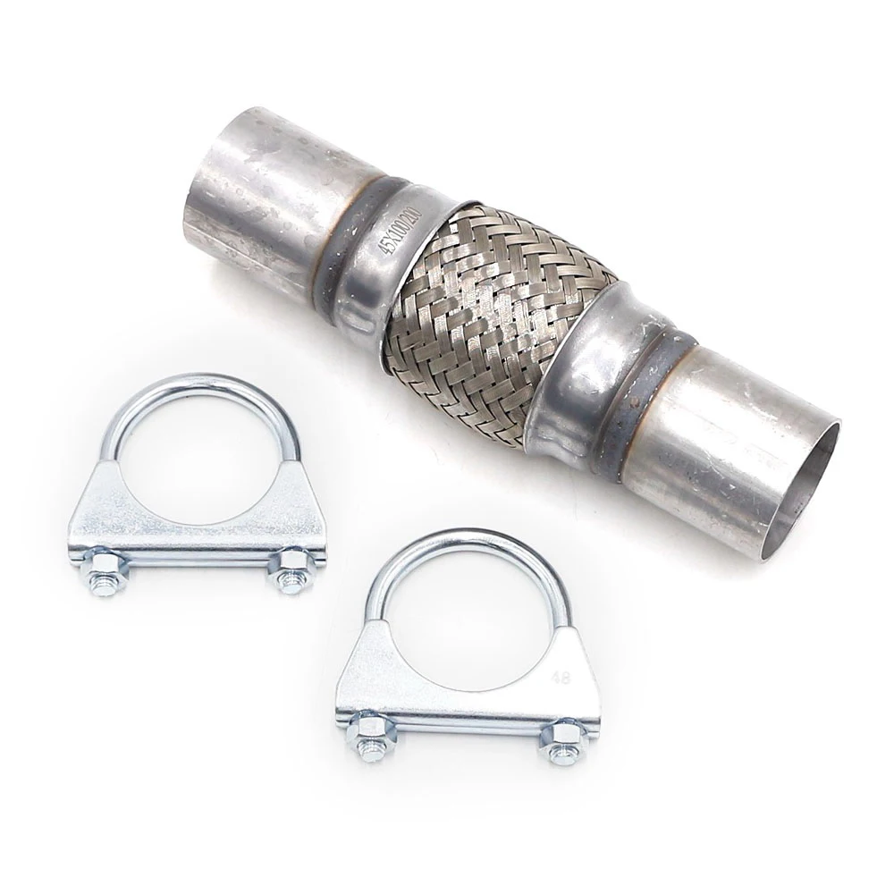 Car-Stainless-Steel-Wire-Exhaust-Clamp-On-Flexi-Tube-Joint-Flexible ...