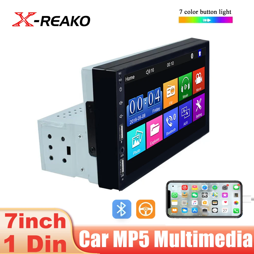 X-REAKO 7 Inch 1 Din MP5 Player Touch HD Capacitive Screen Car MP5 with ...
