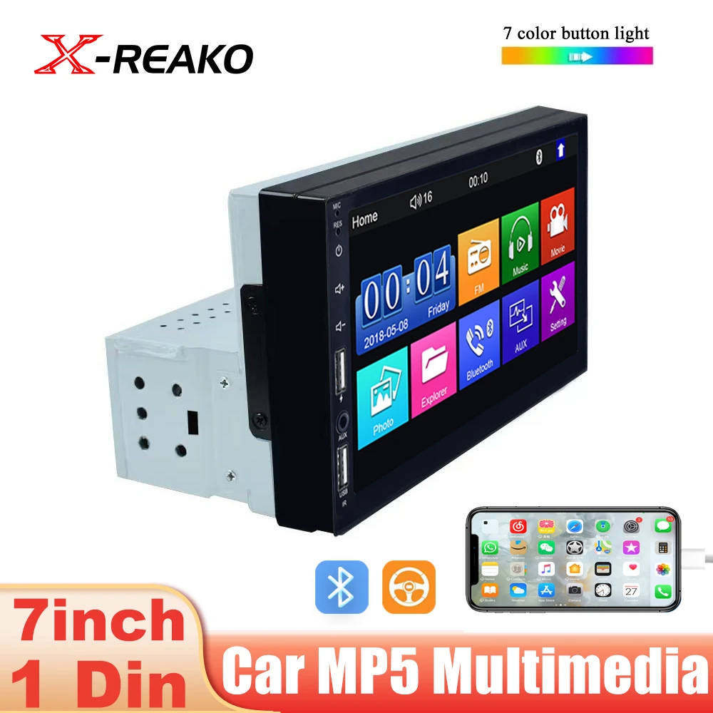 X-reako 7 Inch 1 Din Mp5 Player Touch Hd Capacitive Screen Car Mp5 With Double Usb Mirror Link ...
