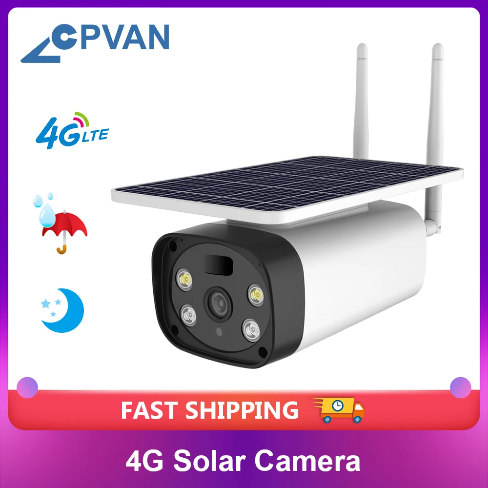 CPVAN 4G Wireless IP Camera Outdoor 1080P Solar PTZ Security Camera ...