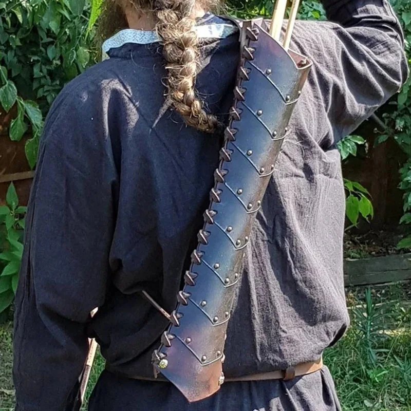 Medieval Steampunk Archery Arrow Holder Bag Leather Back Holster Belt ...