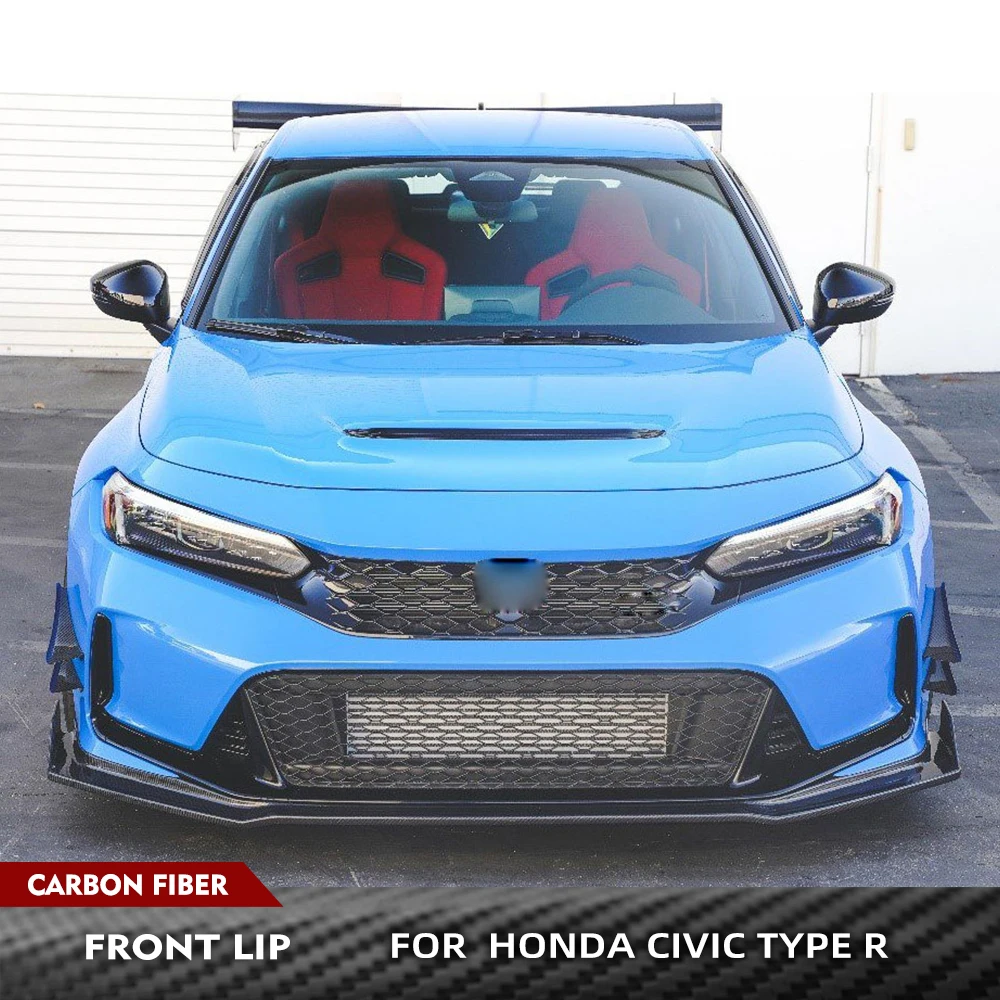 Car Front Bumper Lip For Honda Civic Type R 11th 2022 2023 Carbon Fiber ...