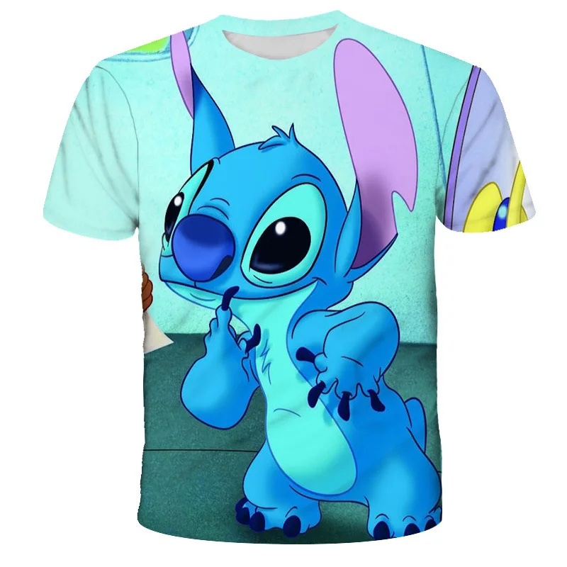 Stitch-T-Shirts-Disney-Cartoon-Anime-Colorful-3D-Print-Streetwear-Men ...