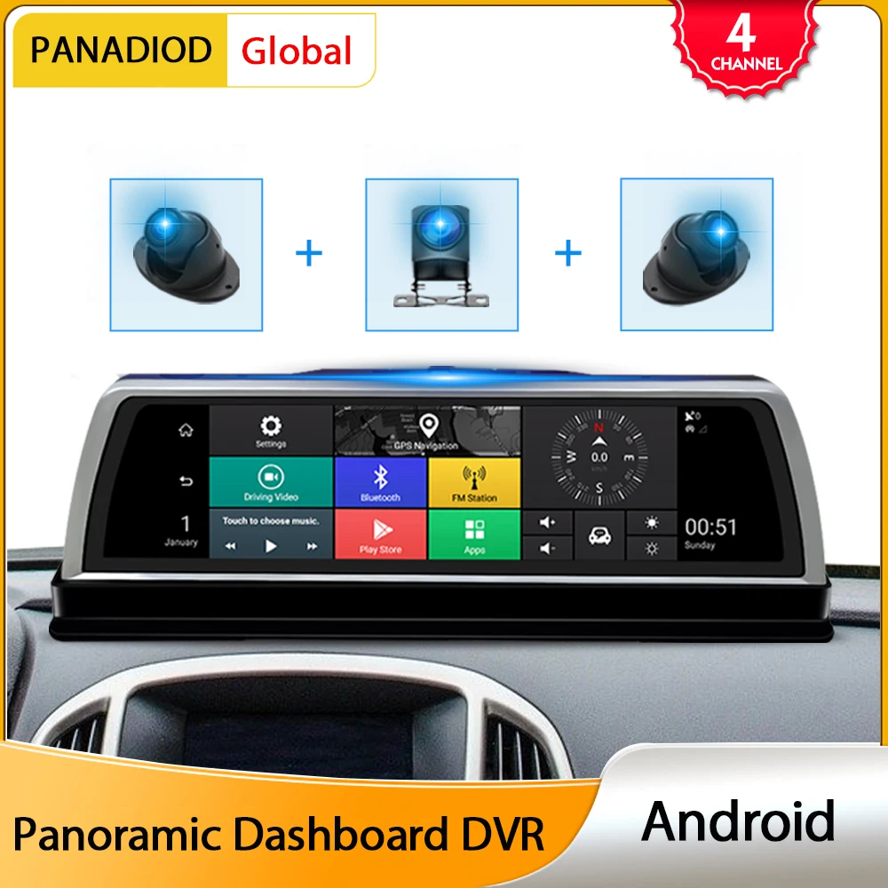 Newly 10 Inch 4 Cameras Car Rearview Mirror Auto Recorder 360° 4g ...