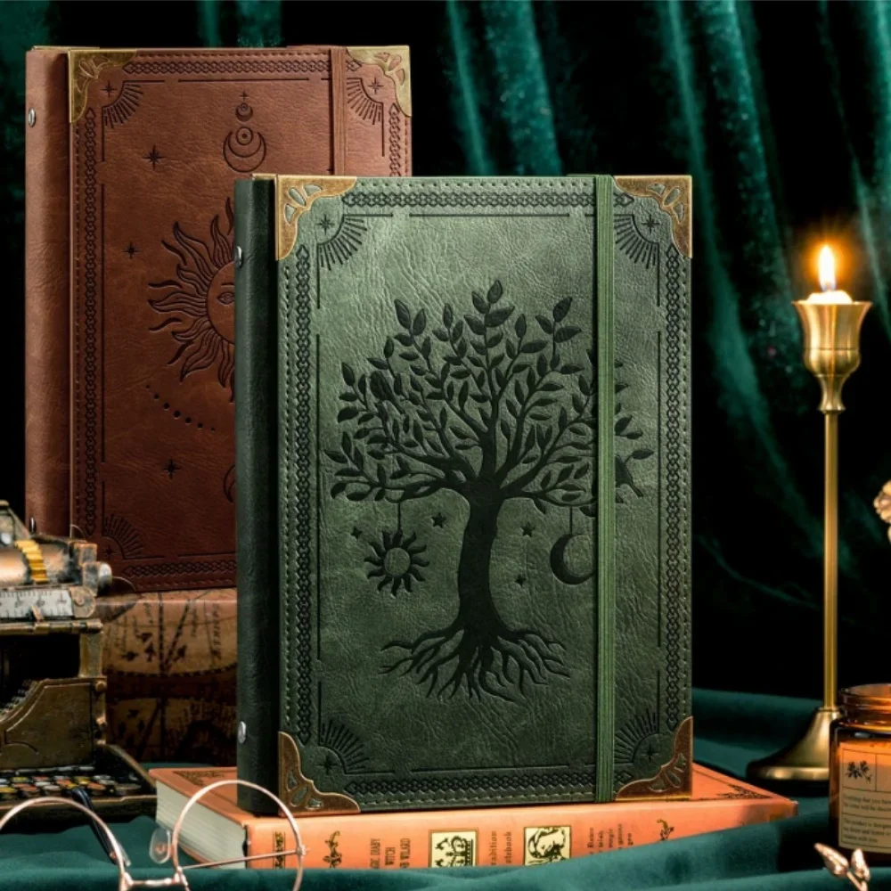 Notebook Vintage Leather Tree of Life Notebook, Thick Spell Book ...