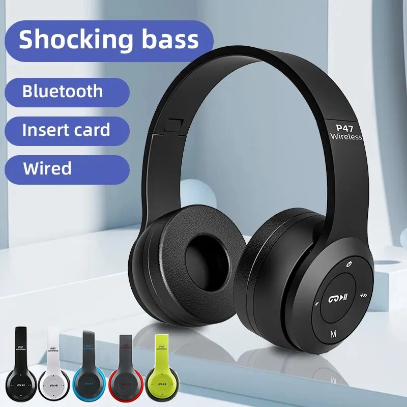 Stereo-P47-Wireless-Headphones-Bluetooth-5-0-Earphones-Foldable-Bass ...