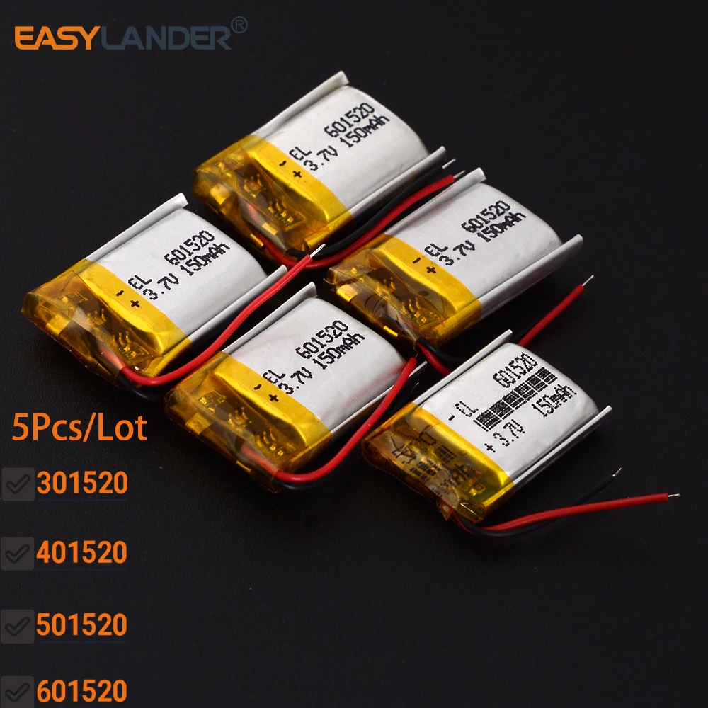 5PCS/Lot 301520 70mAh 401520 90mAh 501520 120mAh 601520 701520 3.7V ...