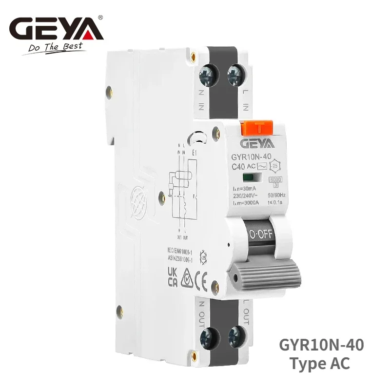 GEYA GYR10N RCBO 1P+N Residual Current Differential ELCB RCD RCBO Automatic Circuit Breaker With ...