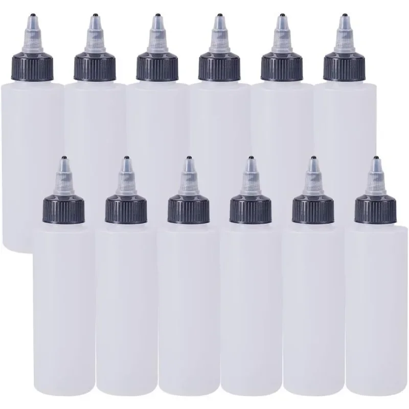 12-Pack-4-Ounce-Plastic-Squeeze-Dispensing-Bottles-with-Black-Twist-Cap ...