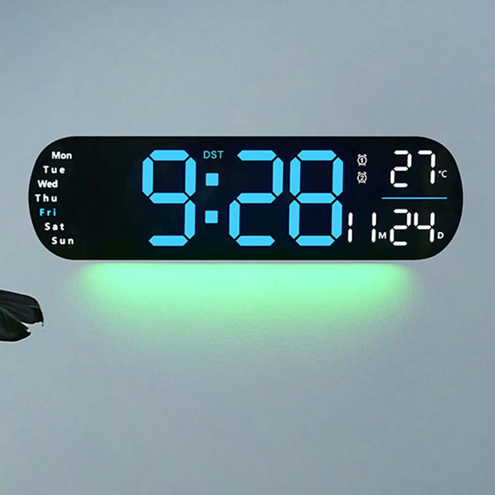 Digital-Wall-Clock-With-Large-Display-9-Colored-Ambient-Lights ...