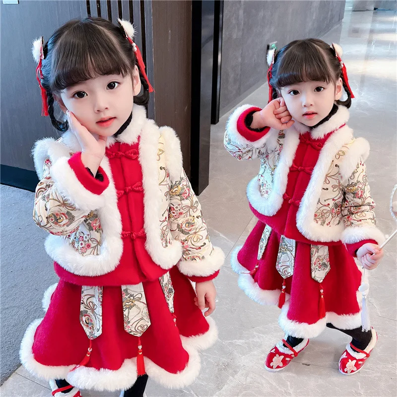 Hanfu baby girls winter clothes new year clothes children's Chinese ...