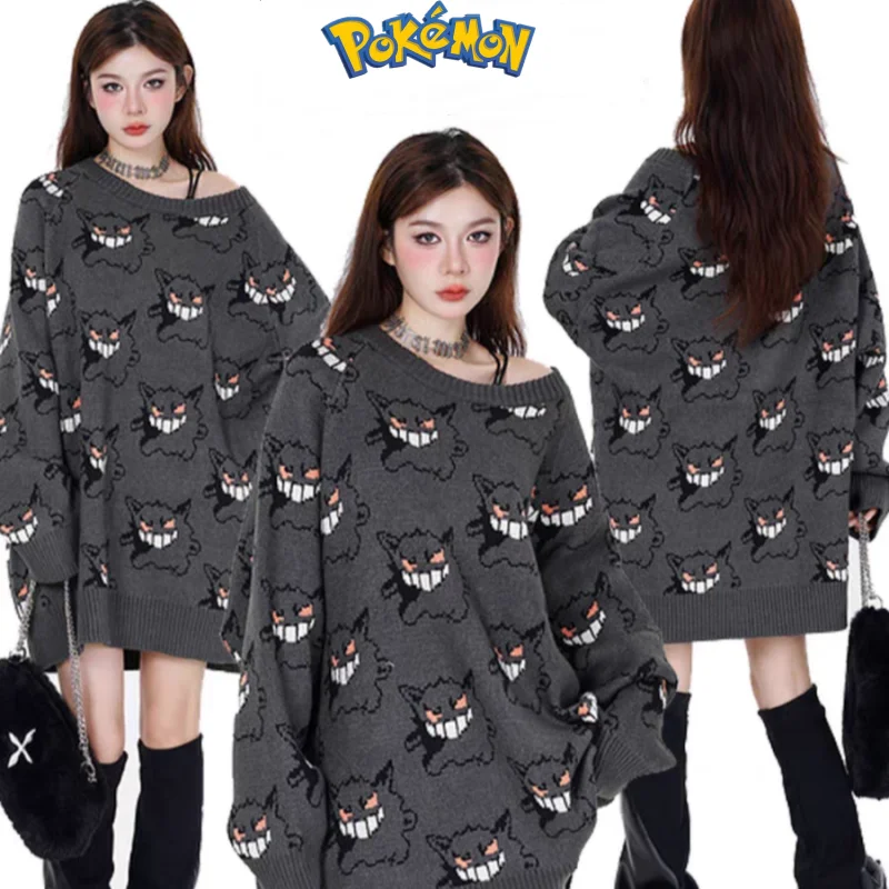 Gengar-su-ter-de-Pok-mon-para-mujer-Jersey-holgado-con-patr-n-Harajuku ...