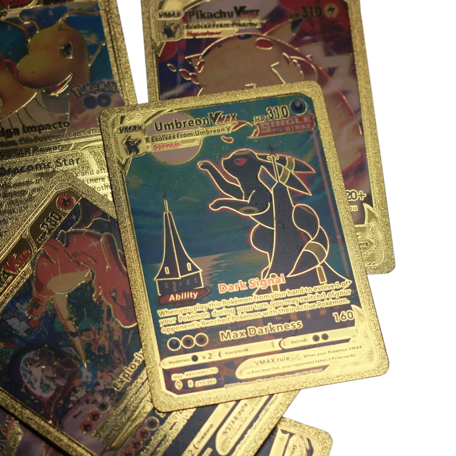 Rainbow Golden Thread Pokemon Cards Pikachu Vcos Luffy Tanjirou One ...