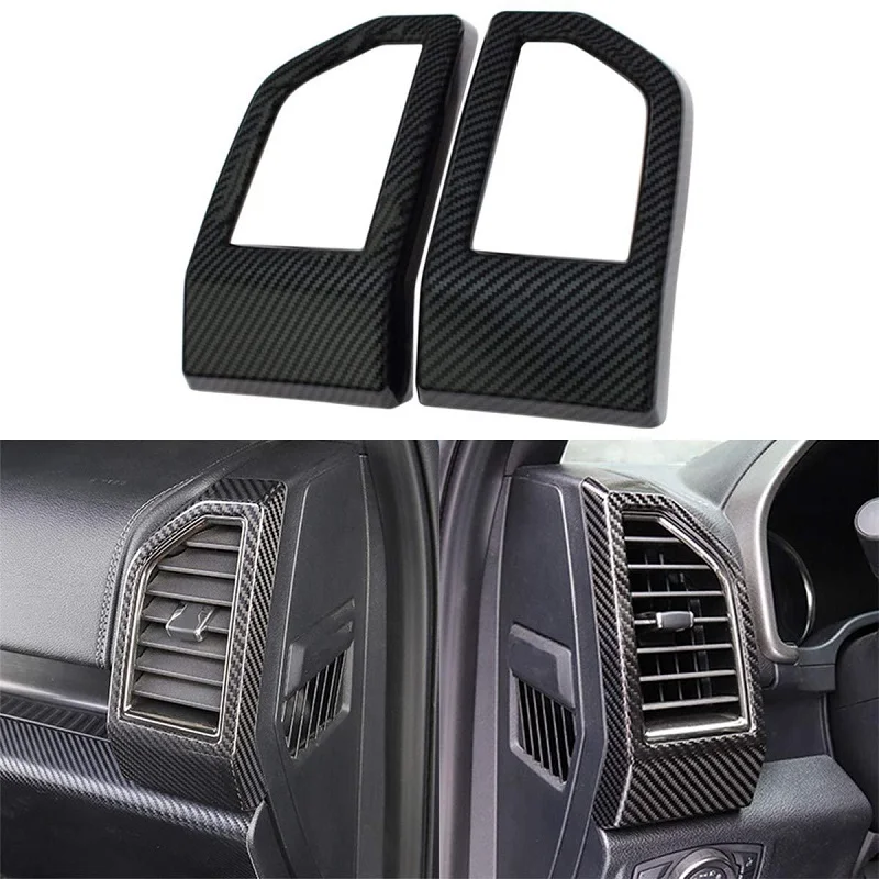 2Pcs ABS Carbon Fiber Side Air Conditioning Vent Outlet Cover Trim ...