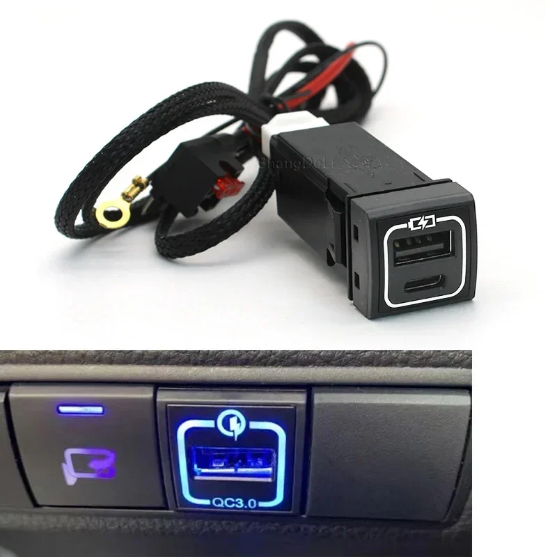 Double USB PD Socket Car Fast Charger Quick Phone Charging Adapter For ...