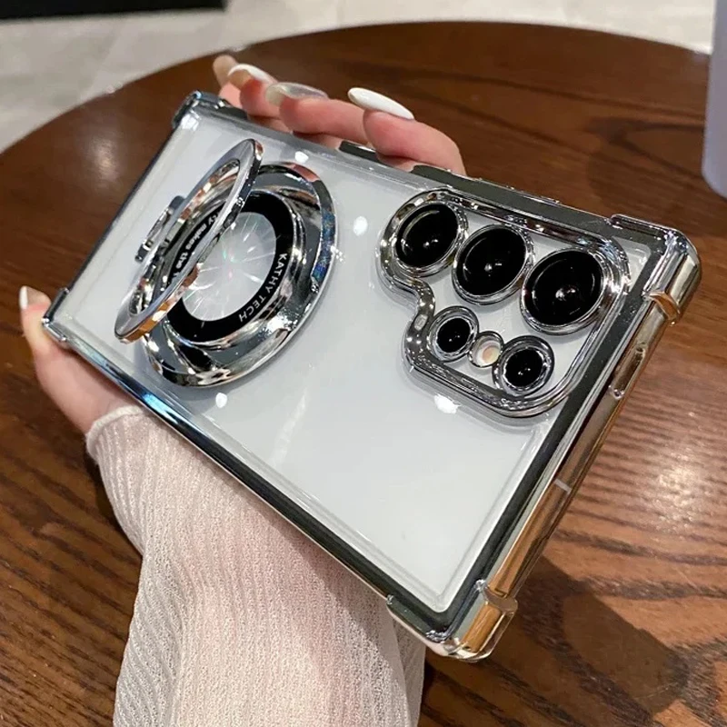 Electroplated-Magnetic-Stand-Air-bag-Case-For-Samsung-Galaxy-S24-S23 ...