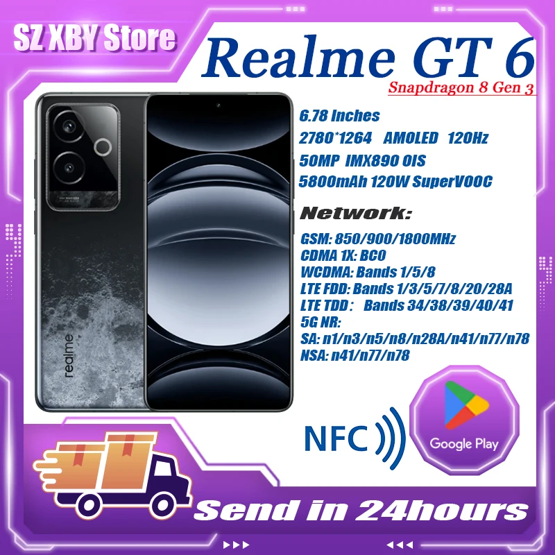 Original-Realme-GT-6-NEW-GT6-gt6-Unlocked-5800mAh-120W-SuperVOOC ...