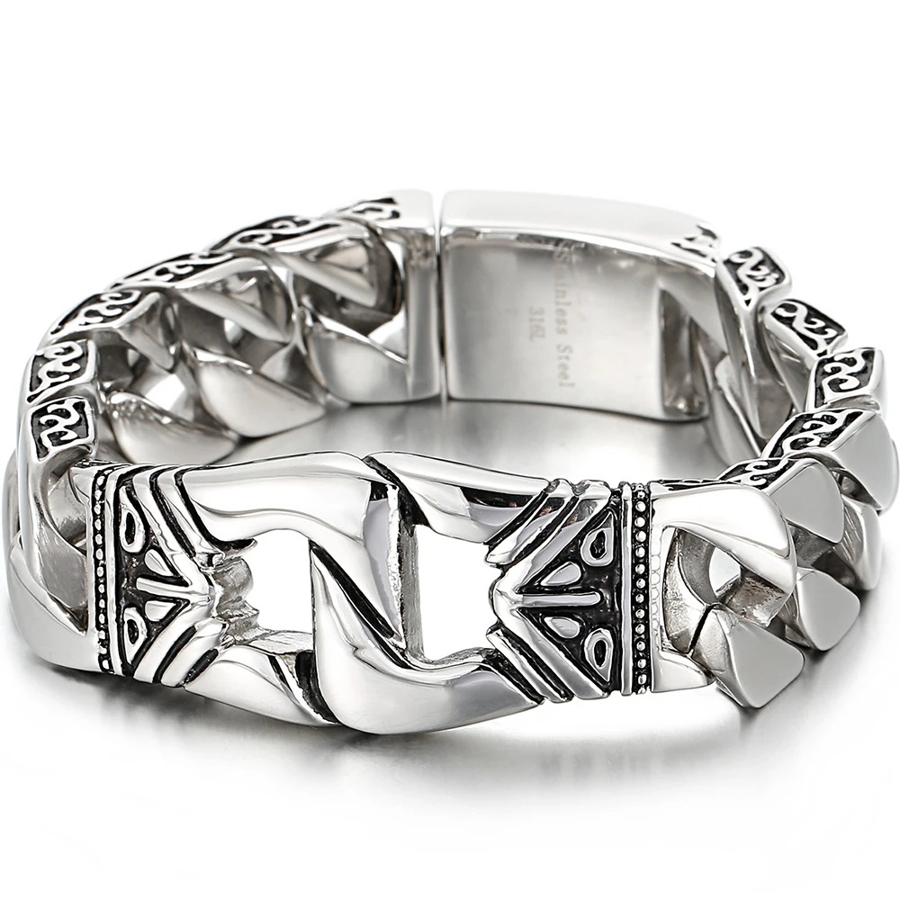 Heavy-Stainless-Steel-Man-Bracelet-Homme-18MM-Curb-Link-Chain-Men-s ...