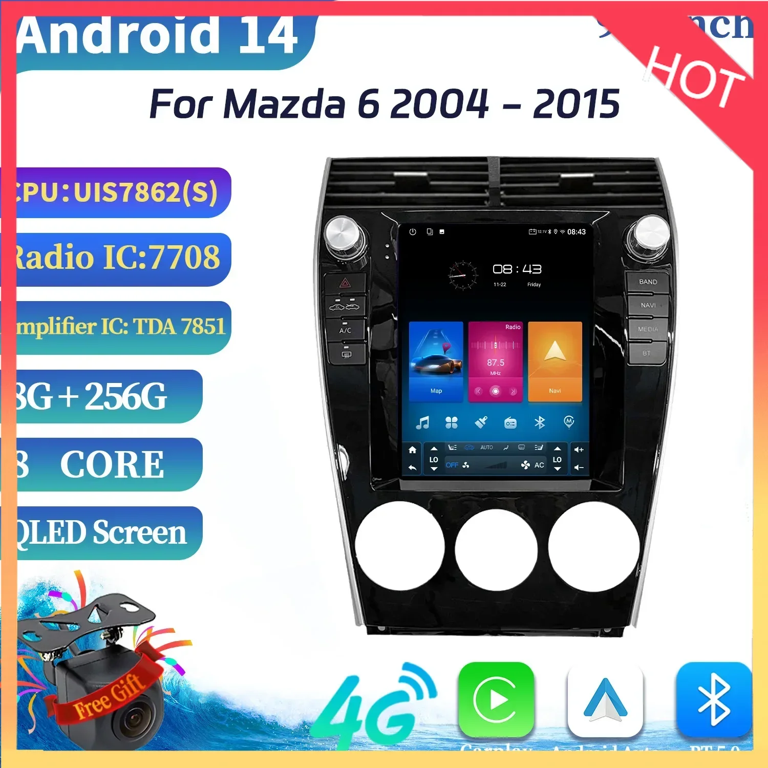 9.7″ Android 14 For Mazda 6 2004-2015 Car Radio Multimedia Wireless ...