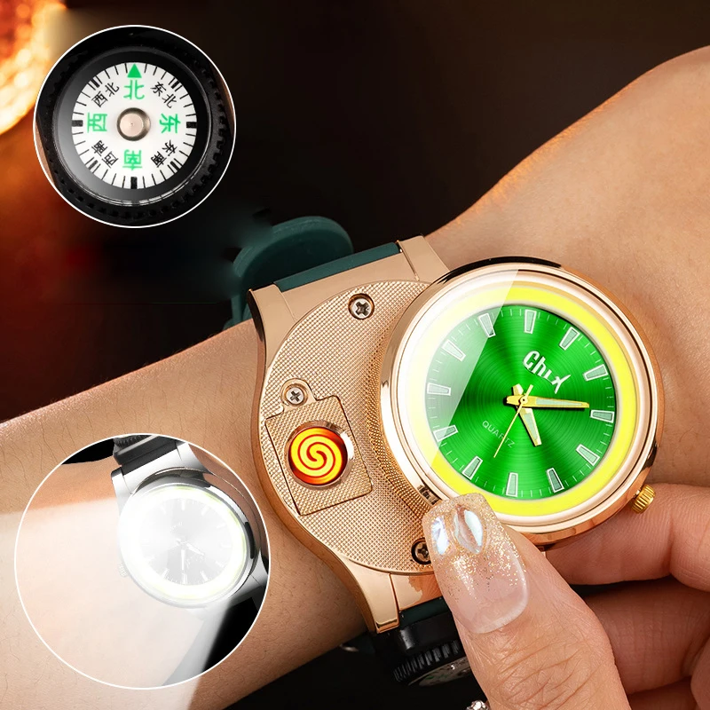 Tungsten-Windproof-Rechargeable-Lighters-Personalized-Watch-Compass ...