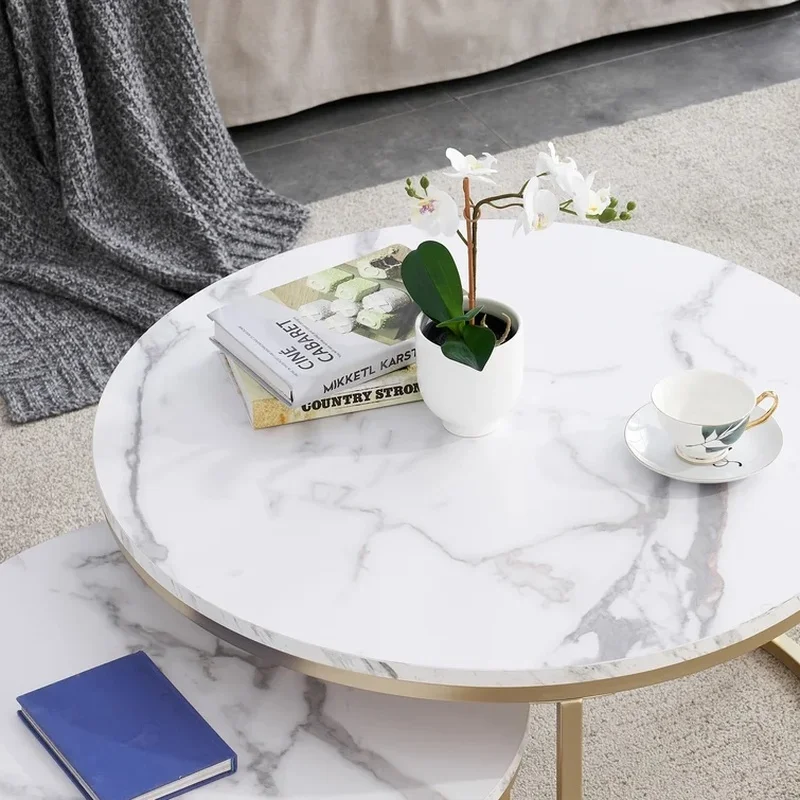 2-In-1-Marble-Texture-Coffee-Table-Living-Room-Sofa-Side-Round-Tea-Desk ...