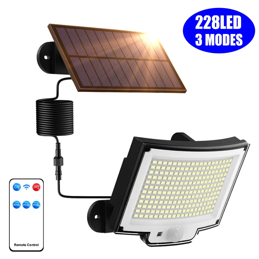 228-LEDs-Outdoor-Solar-Lights-LED-Foco-Sunlight-Powered-Wall-Lamp ...