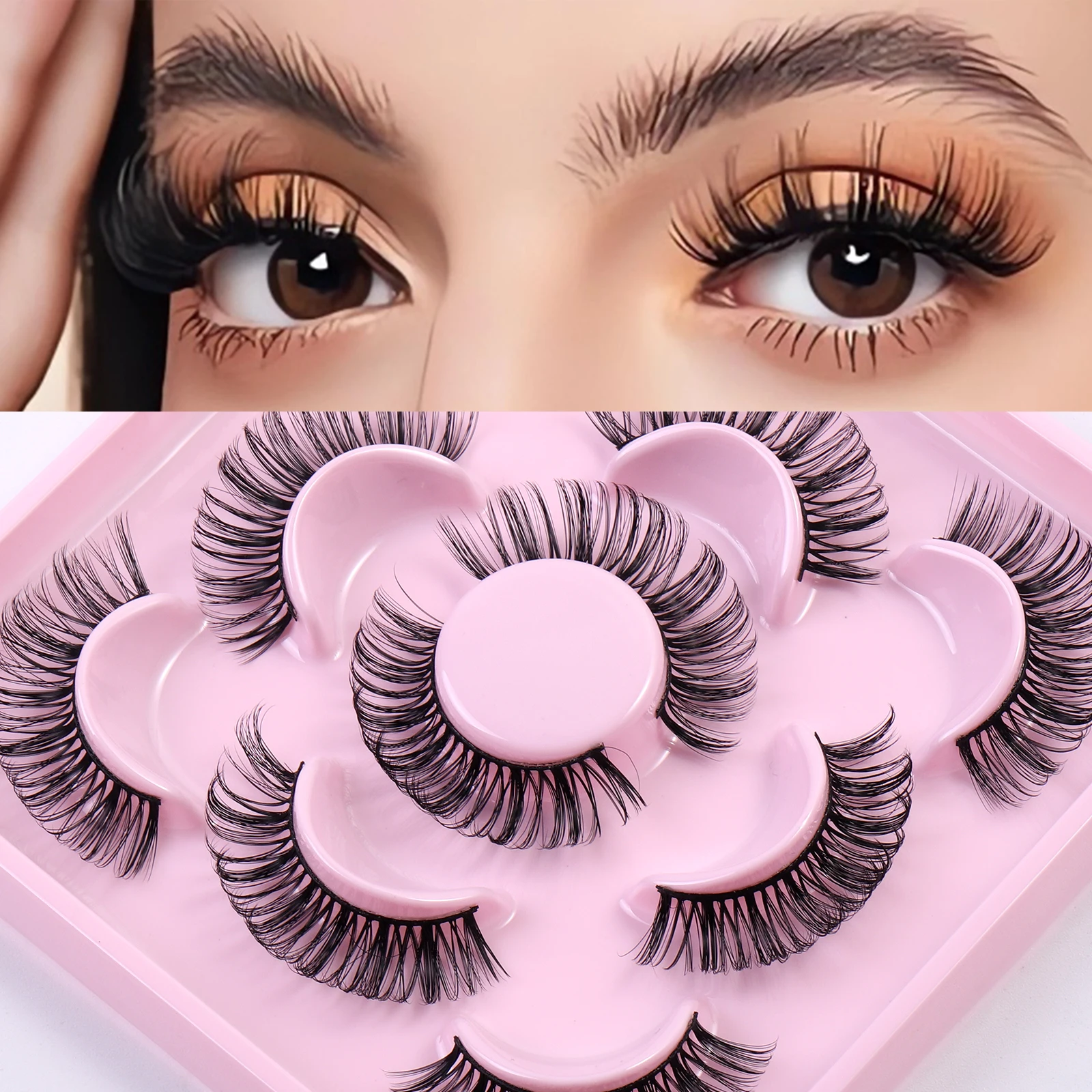 New-5-pairs-Natural-3D-false-eyelashes-fake-lashes-makeup-kit-Mink ...