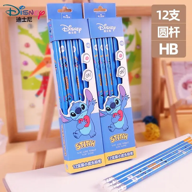 12pcs/set Disney Stitch Kids Pencil Stitch Anime figures HB Cute ...