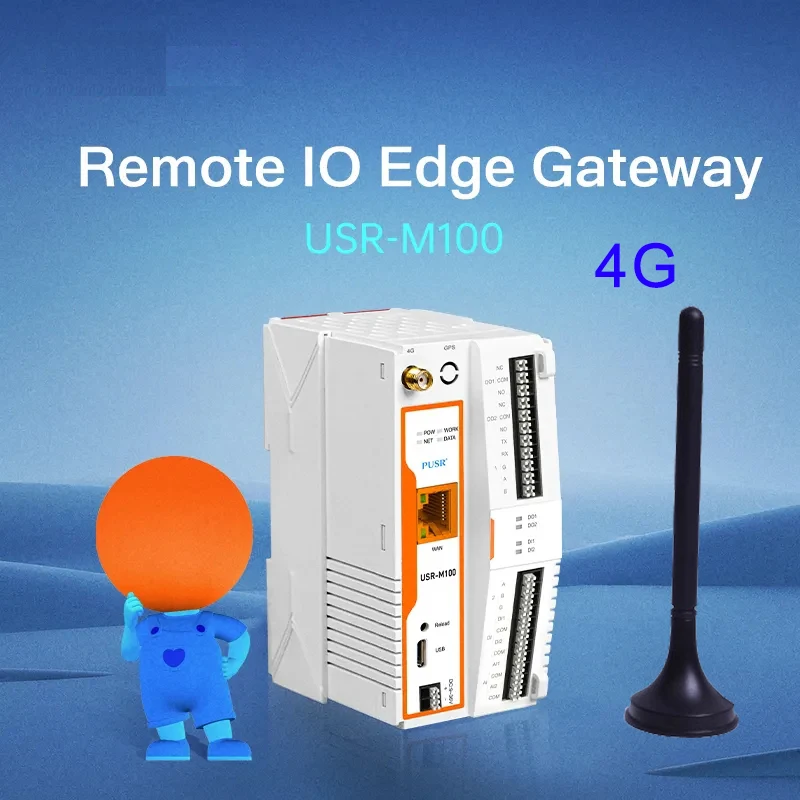 Din Rail Industrial 4G Lte Remote Io Edge Gateway Usr-M100-Eau Támogatás Modbus Mqtt Soros Port ...