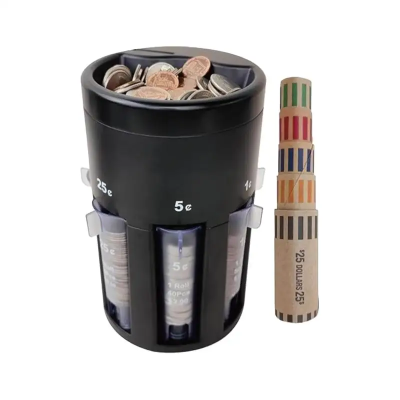 Rotating 5-in-1 coin sorter USD coin storage box piggy bank ...