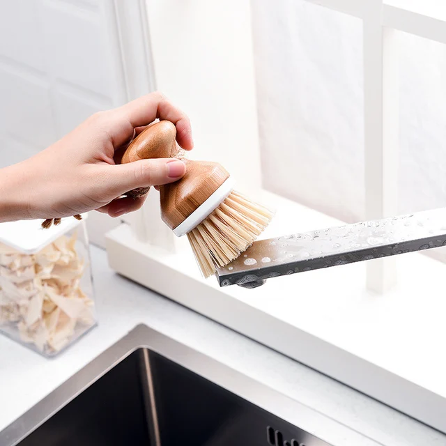 Wooden Pot Dish Washing Brush Bamboo Scruber Tableware Washing Cleaning ...