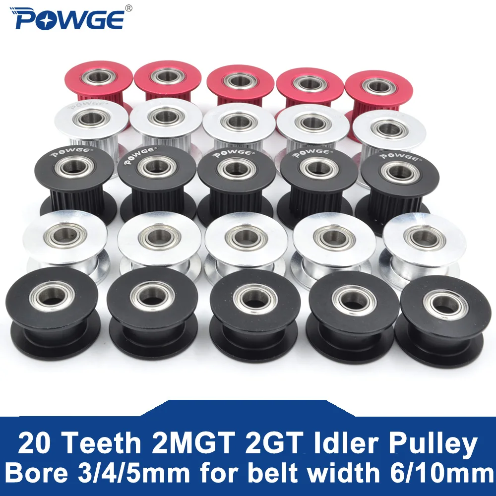 POWGE 2M 2GT 20 Teeth Timing Idler Pulley Bore 3/4/5mm Red Black with ...