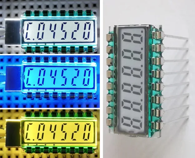 16PIN-Small-Size-TN-Positive-6-Digits-Segment-LCD-Panel-3-3V-Digital ...