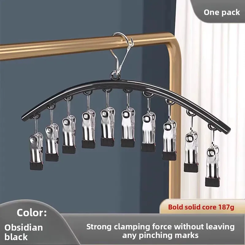 Stainless Steel Socks Drying Rack, Multi-clip Windproof Hanging Sock ...