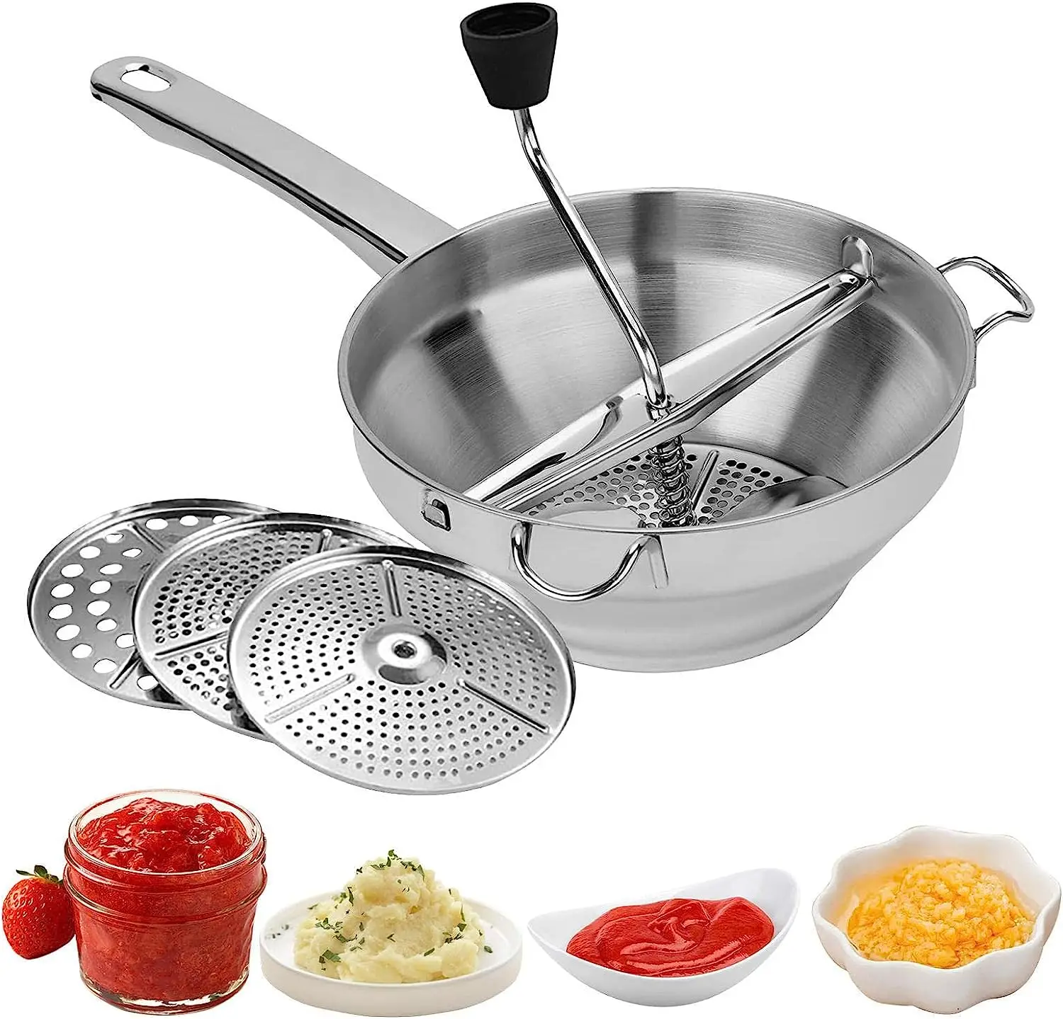 Stainless-Steel-Rotary-Food-Mill-Sieve-Grater-With-3-Grinding-Discs ...