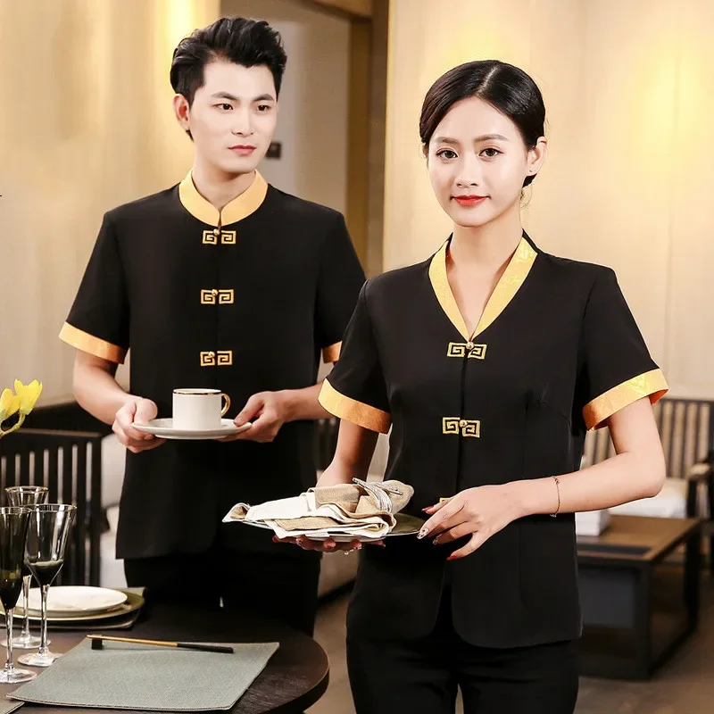 Hotel-Waiter-Overalls-Short-sleeved-Teahouse-Hotpot-Shop-Hotel-Waiter ...