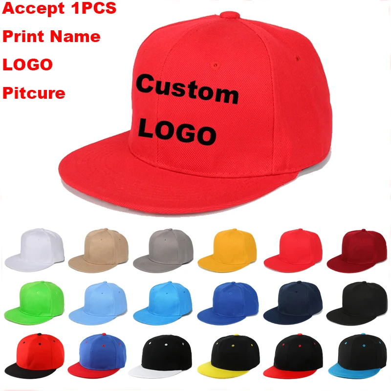 Custom-Logo-Print-Snapback-Cap-Fashion-Outdoor-Sunshade-Hat-27-Colors ...