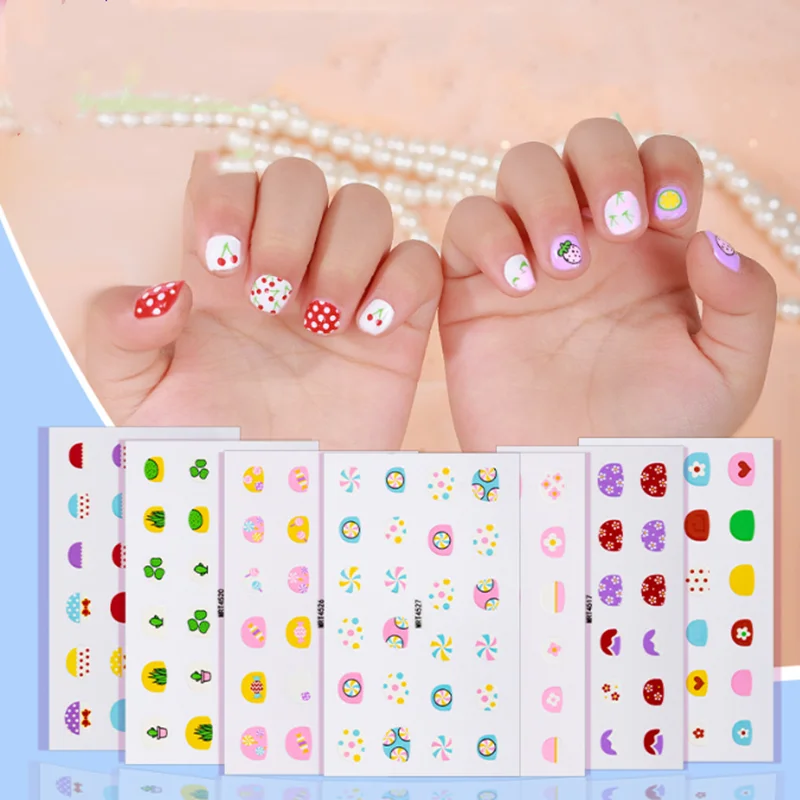 44 Design Kids Nails Art Stickers Colorful Flower Fruits Animals Cute ...