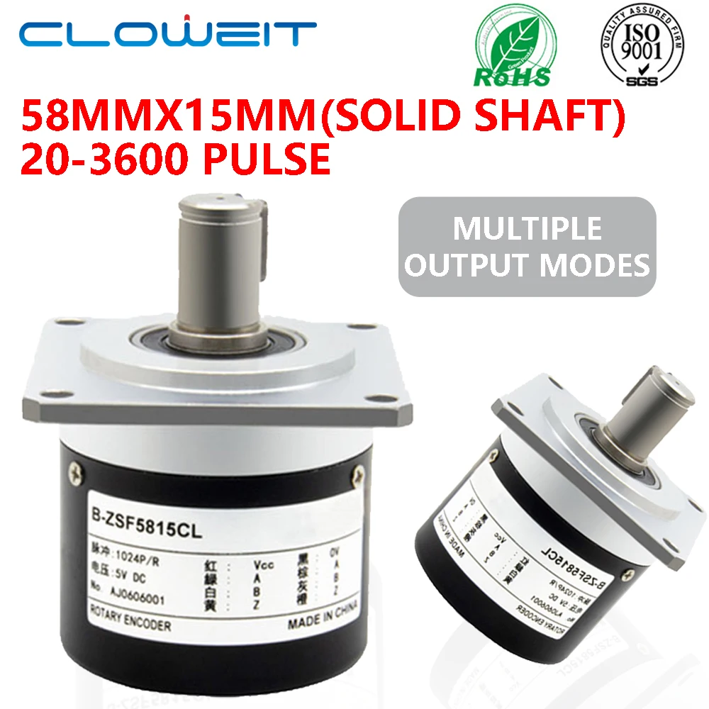 58mm Incremental Rotary Encoder 15mm Flange Shaft Photoelectric Optical Switch AB 2 Phases 10 ...